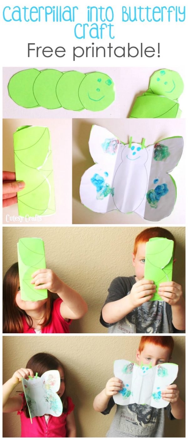 Caterpillar into Butterfly Craft for Kids - Cutesy Crafts