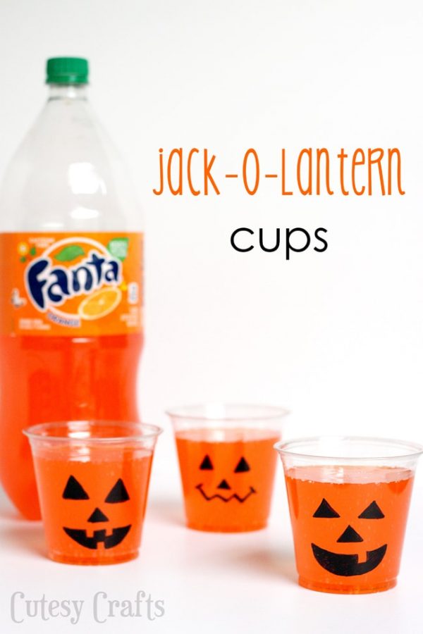 Halloween Party Idea - Jack-o-Lantern Cups - Cutesy Crafts