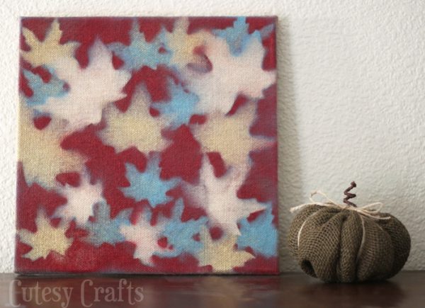 Fall Craft - Leaf-Stenciled Canvas - Cutesy Crafts