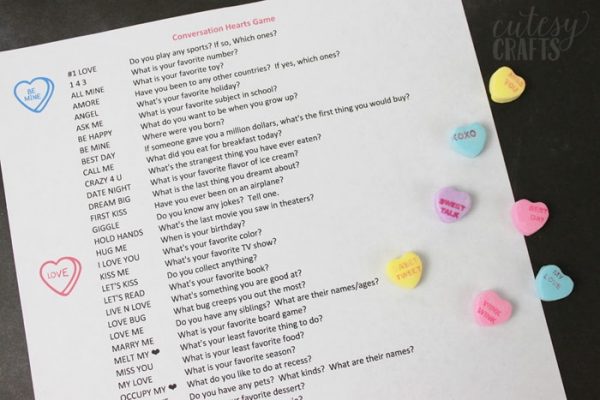 Conversation Heart Valentine's Day Game for Kids - Cutesy Crafts