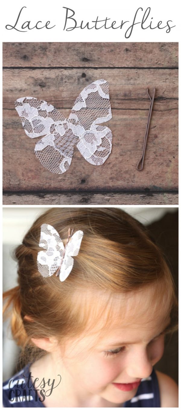 Stiffened Lace Butterfly Hair Pins - Cutesy Crafts