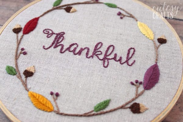 Free Thanksgiving Embroidery Pattern - Cutesy Crafts