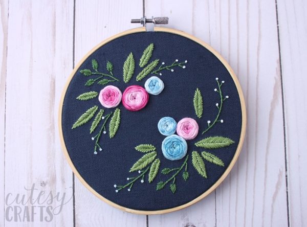 Blue Floral Embroidery Pattern - Cutesy Crafts