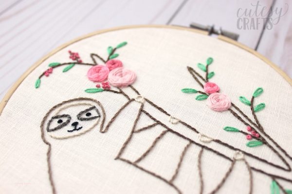 Sloth Easy Embroidery Pattern - Cutesy Crafts