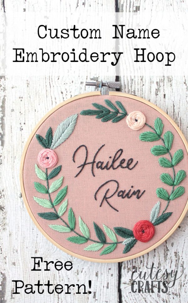 Floral Name Embroidery Hoop Pattern - Cutesy Crafts