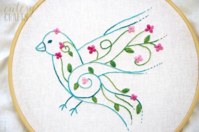 Free Floral Bird Embroidery Pattern - Cutesy Crafts