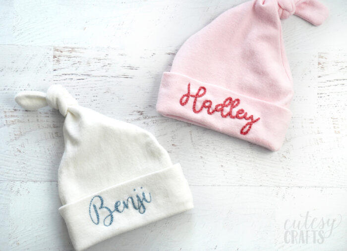 Hand Embroidered Baby Gift - Baby Hats - Cutesy Crafts
