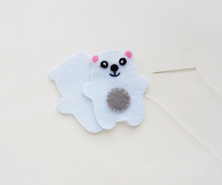 Felt Polar Bear Christmas Ornament with Free Pattern - Cutesy Crafts
