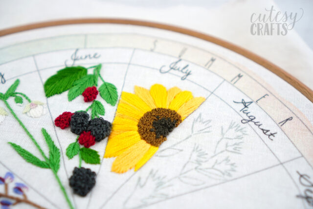 Sunflower Embroidery – July Phenology - Cutesy Crafts