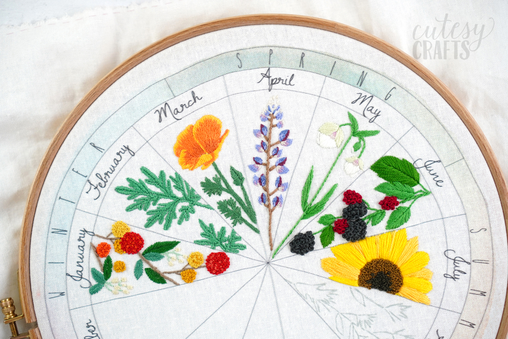 Sunflower Embroidery – July Phenology - Cutesy Crafts