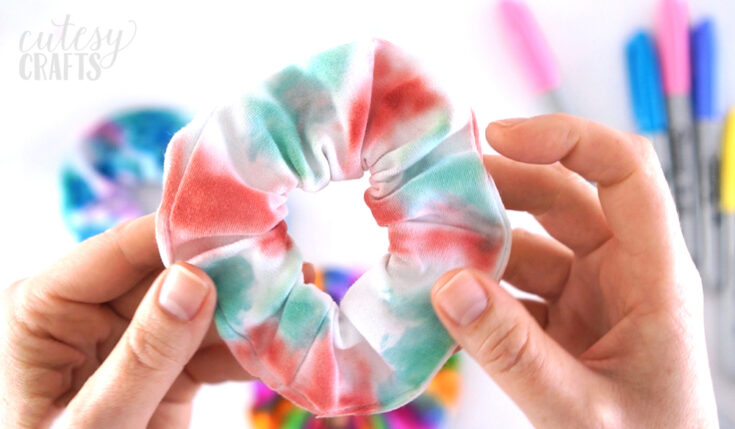 Tie Dye Technique Alternative- Sharpie Dyed Scrunchies - Cutesy Crafts