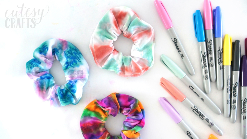 Tie Dye Technique Alternative- Sharpie Dyed Scrunchies - Cutesy Crafts