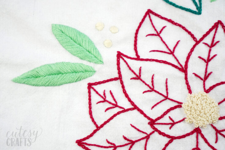Poinsettia Embroidery Pattern - Cutesy Crafts
