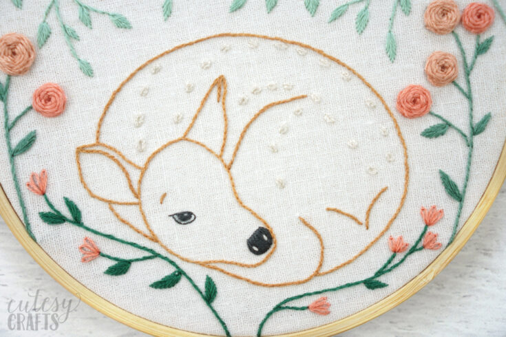 Fawn Embroidery Pattern with Free Download - Cutesy Crafts